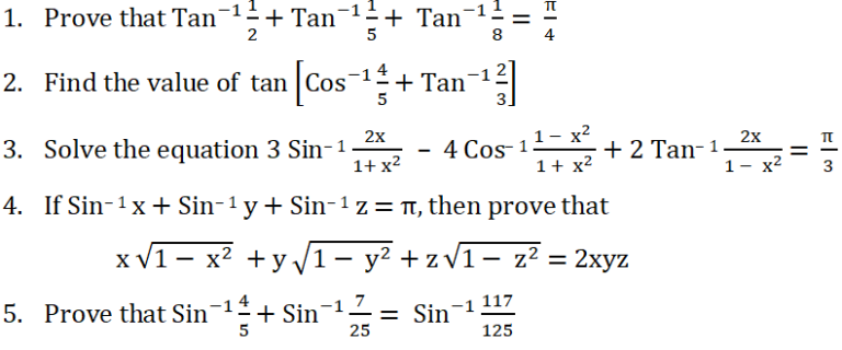ts inter Inverse Trigonometric Functions 4m Imp Questions