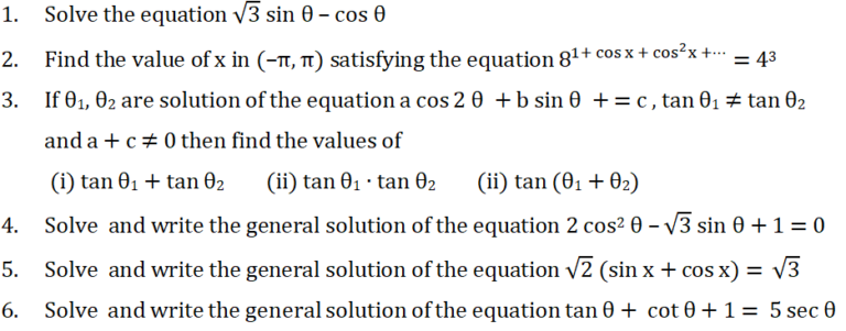 TS Inter Trigonometric Equations - 4-M Important Questions