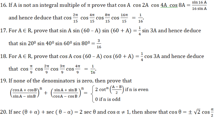 TS Inter Trigonometric Ratios Transformations - 4m imp Qn's